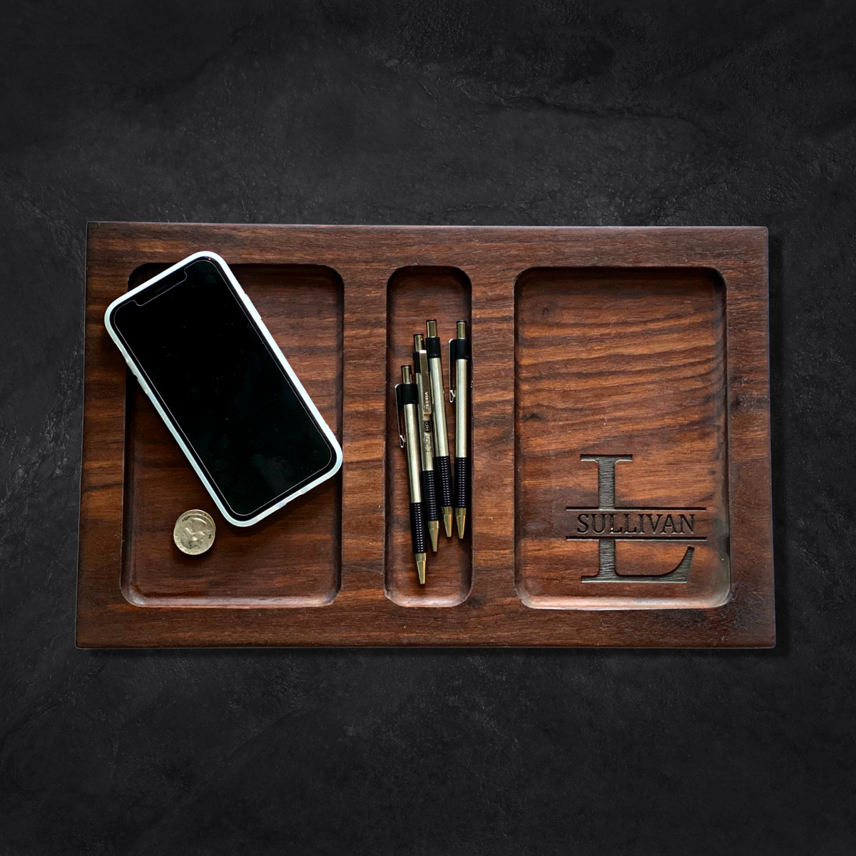 Well-ordered Wooden Valet/EDC Tray For Sale | Battle Born Wood Shop
